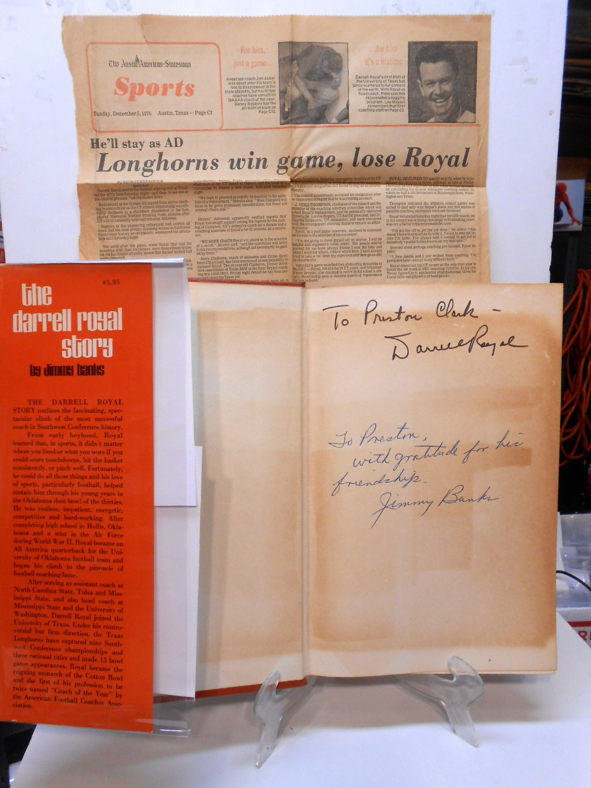 The Darrell Royal Story Jimmy Banks Texas Longhorn 1st Royal Signed ...