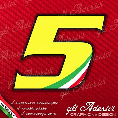 Sticker Number 5 Motorcycle Car Cross Race Yellow & Tricolor 5 cm | eBay UK