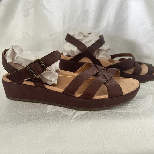 Vionic Violet Brown Leather Wedge Sandals Women’s Comfort Arch Size 11 ...