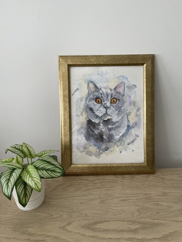 COA original art drawing Cat Portrait animal realism 12"x16" pencils a3 ...