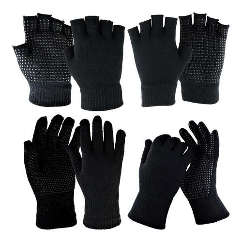 Magic Gripper Gloves Thermal Warm Dot Safety Grip Palm Black Gloves ...