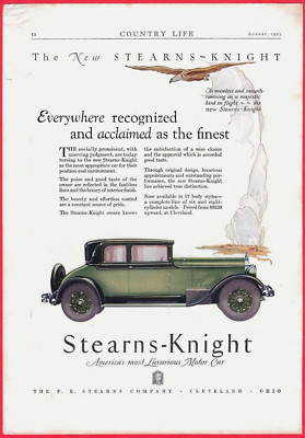 1927 STEARNS-KNIGHT AUTOMOBILE AD ~ AMERICA'S MOST LUXURIOUS MOTOR CAR ...