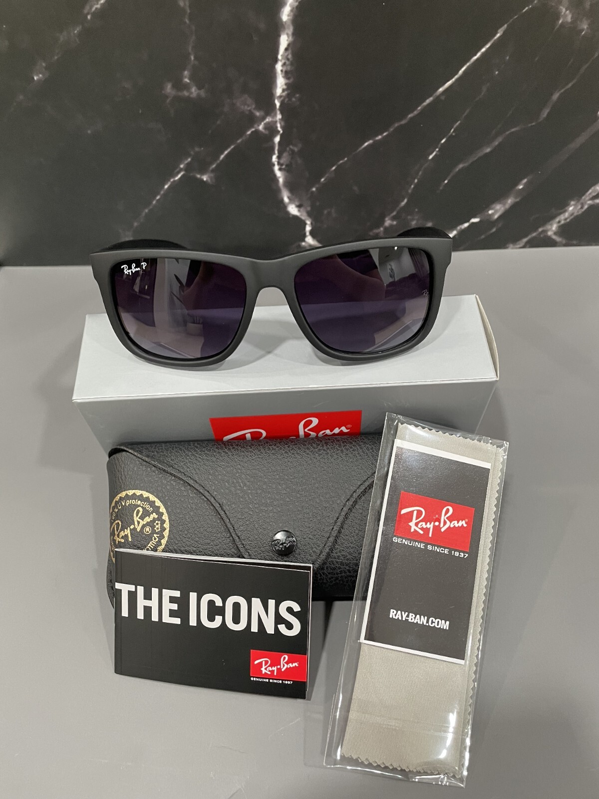 RAY BAN JUSTIN POLARIZED RB4165 622/T3 GREY GRADIENT 54MM CLASSIC ...