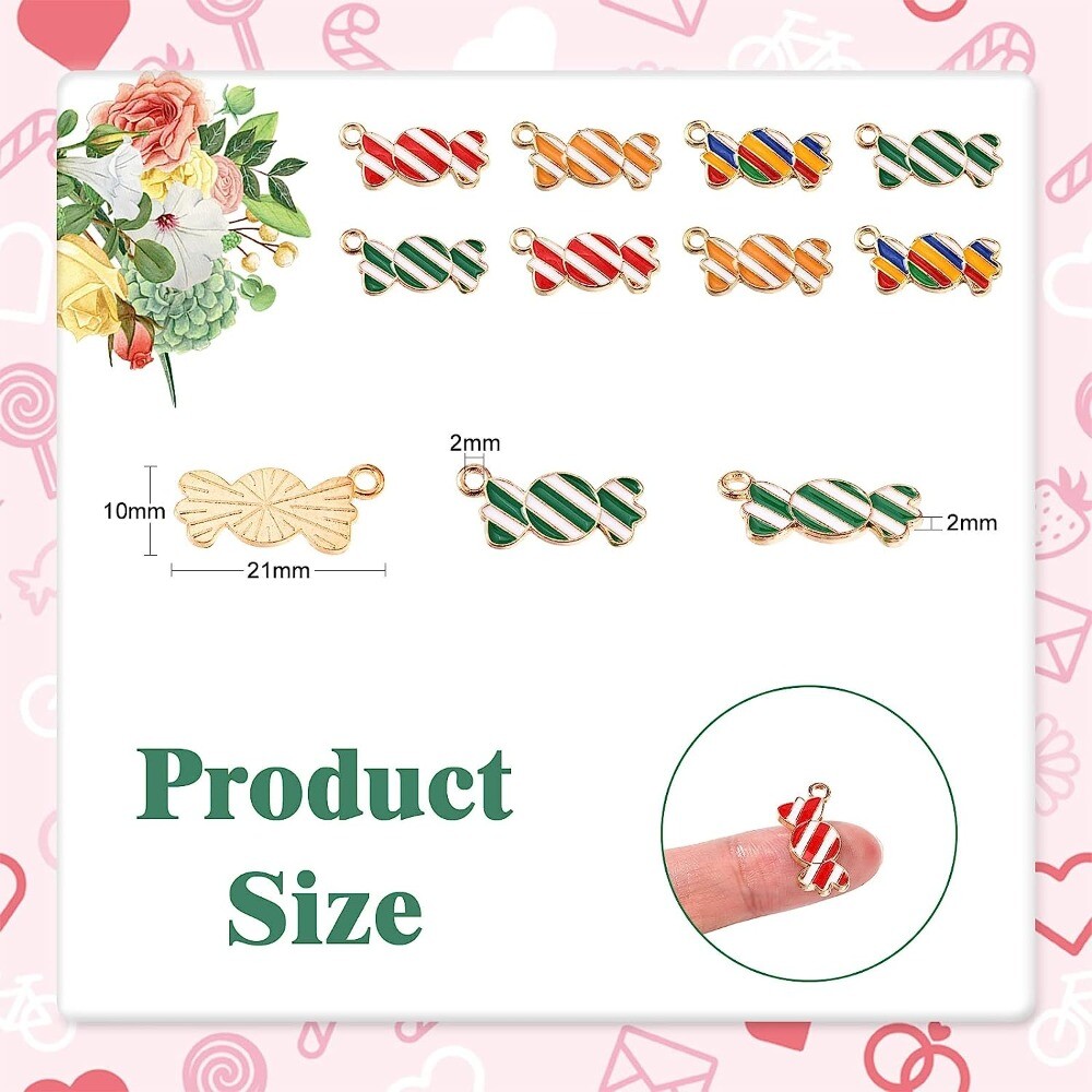 40pcs 21*10mm Enamel Striped Candy Charms Key Chains | eBay
