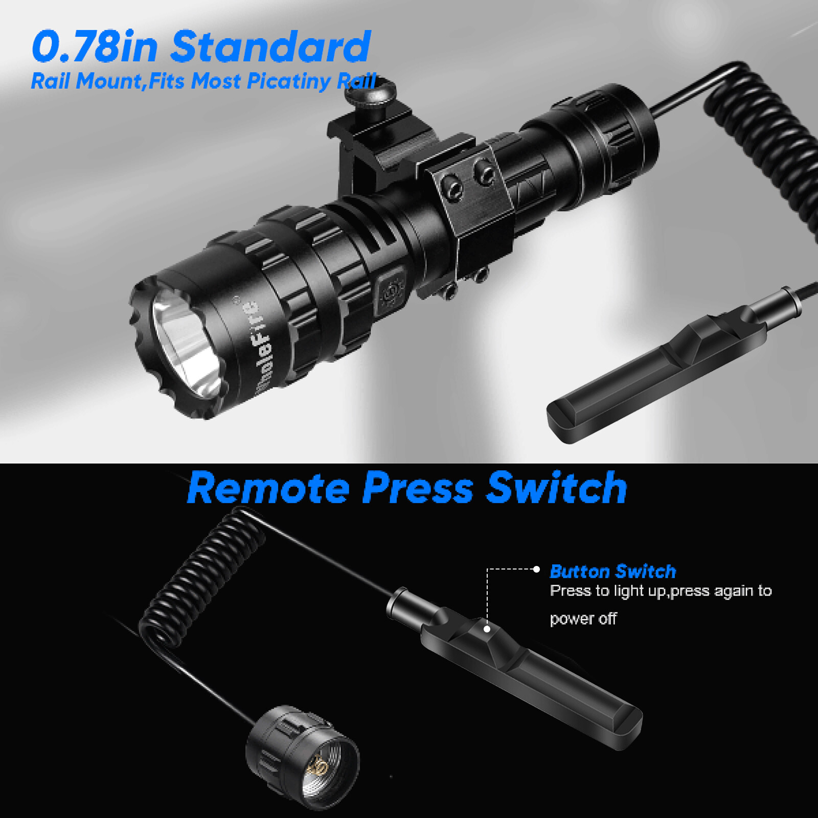 500000 Lumens Rechargeable LED Flashlight Tactical Gun Mounted Light ...