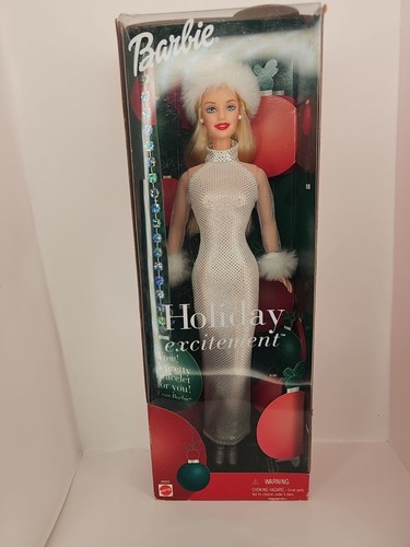 2001 Mattel Barbie Doll Holiday Excitement Silver Dress 29203 NIB NRFB ...