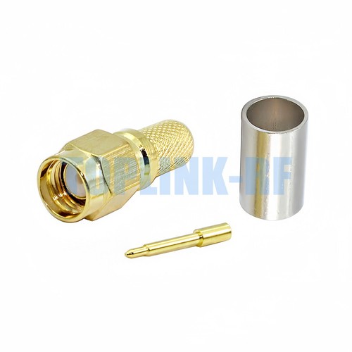 100x SMA Male Plug Crimp Attachment RF Connector For LMR240 RG59 RG8X ...