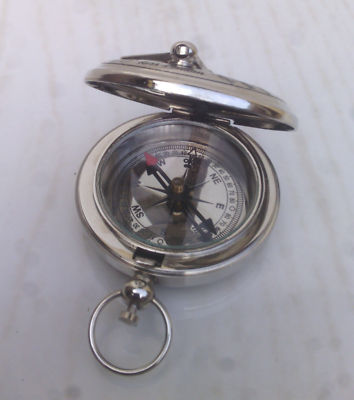 Silver PLATING SUNDIAL COMPASS VINTAGE POCKET PUSH BUTTON COMPASS | eBay