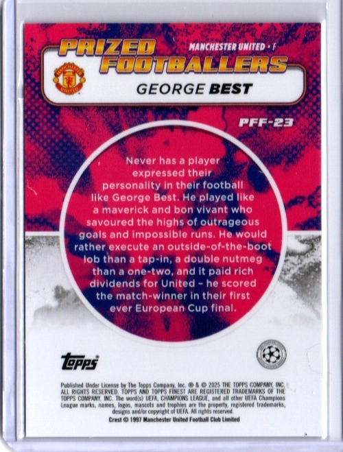 2024-25 TOPPS FINEST UEFA GEORGE BEST GREEN RED PRIZED FOOTBALLERS ...