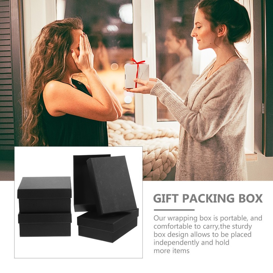 16 Pcs Gift Wrapping Box Black Wedding Present Box Rectangular Square ...