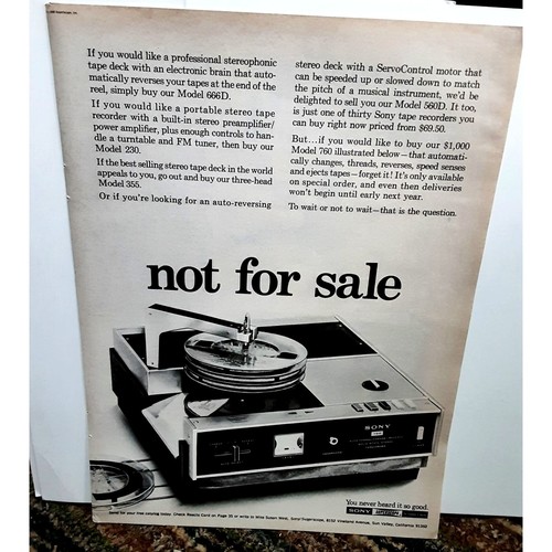 1968 Sony Superscope Tape Deck Vintage Print Ad Original | eBay