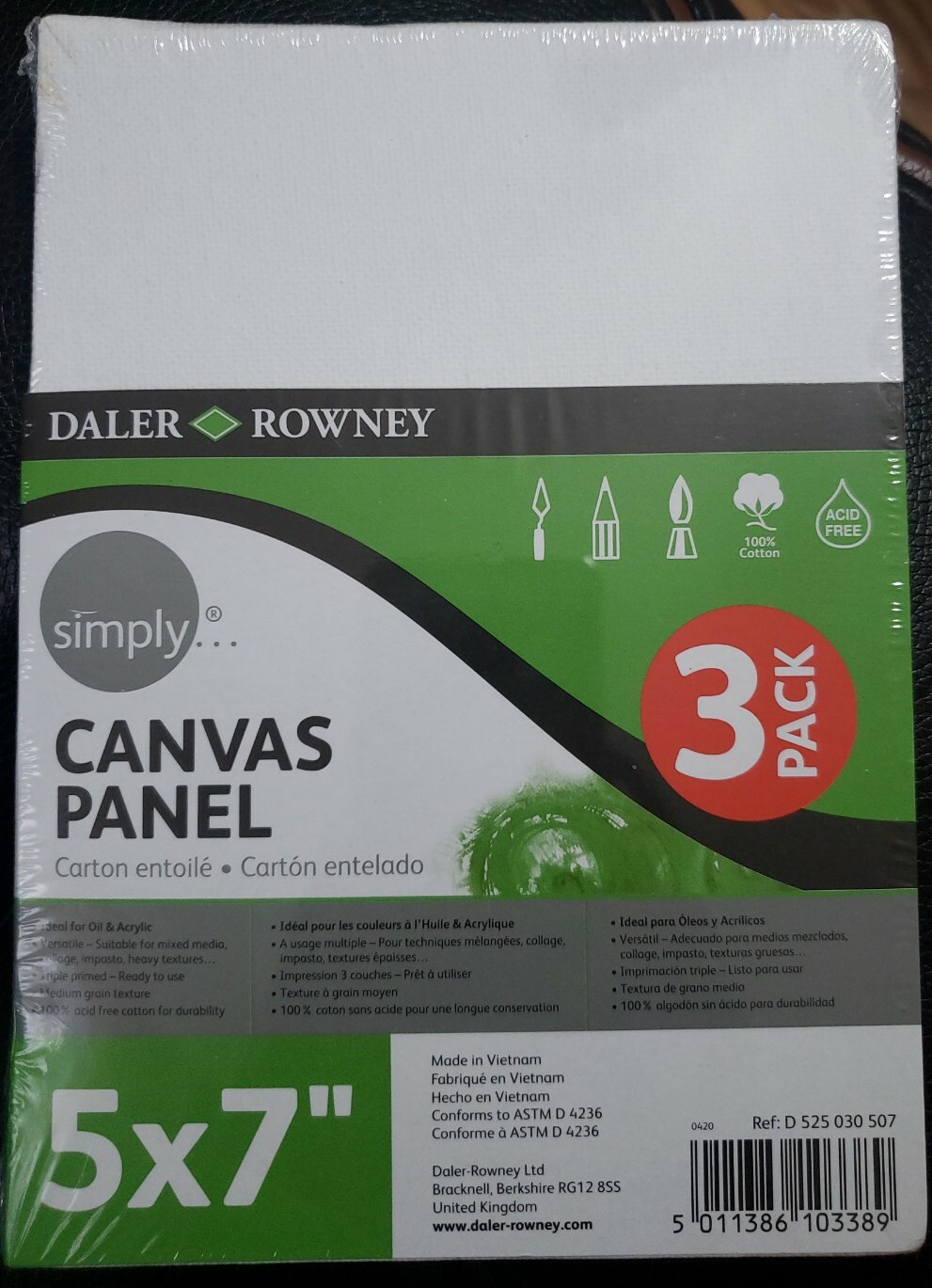 DALER ROWNEY 5x7, Canvas Panel, 3 Pack, Acid Free, Factory Sealed | eBay