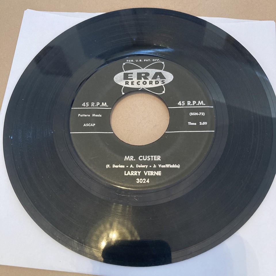 Larry Verne - Mr. Custer Vinyl 45 Record ERA RECORDS | eBay