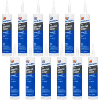 Permatex 80855 Clear Silicone RTV Adhesive Sealant Set 132oz (12x11oz ...