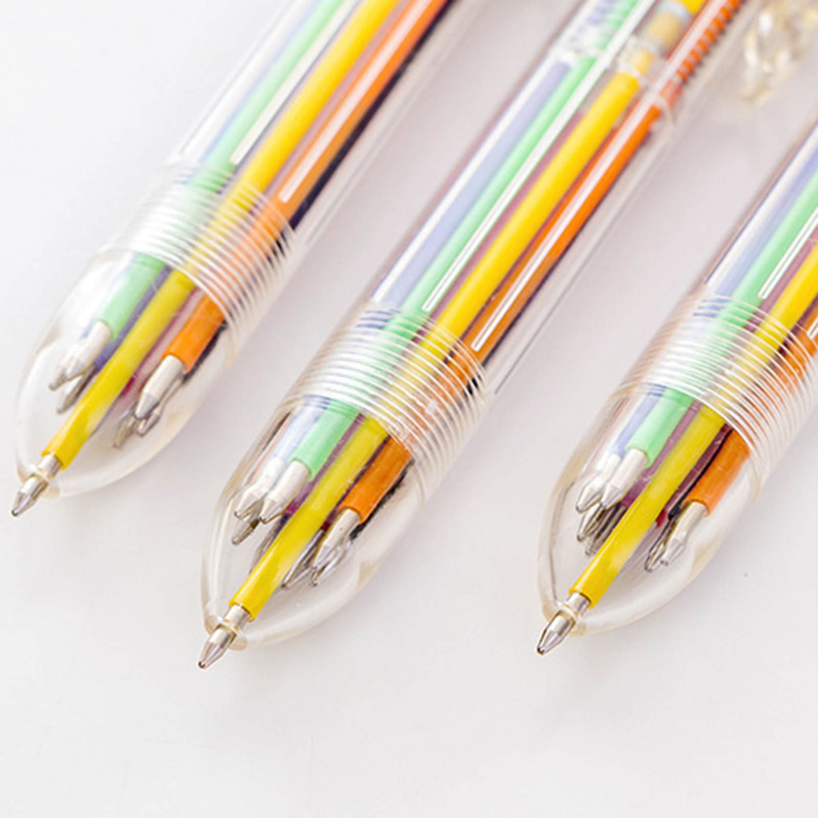 Ballpoint Pen Transparent Smooth Writing 8 Color Push Ballpoint Pen ...