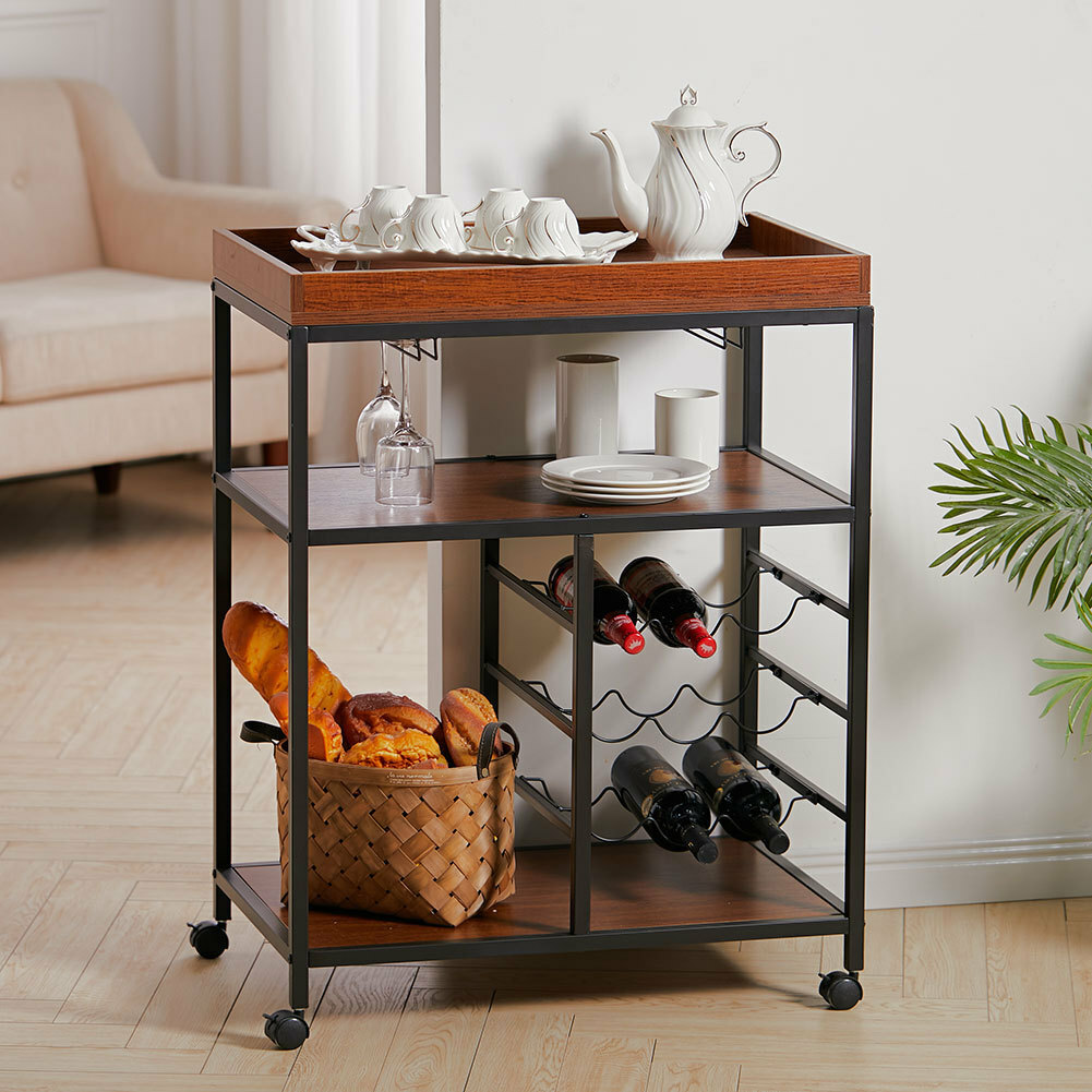 Kitchen Bar Dining Cart Drinks Trolley Dining Cart Worktop Storage ...