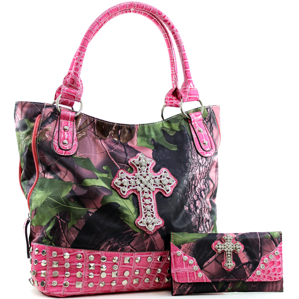 Western Rhinestone Buckle Handbag Purse Wallet Set | eBay