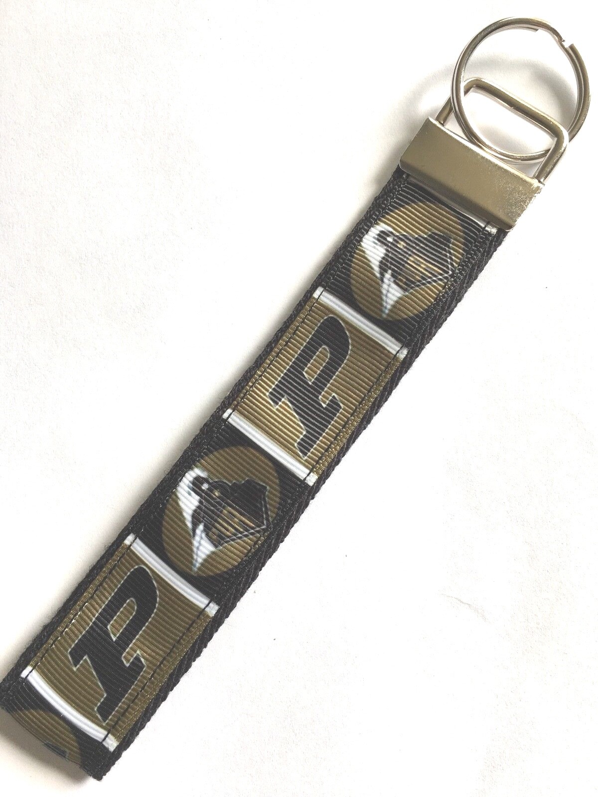 Handmade Key Chain, Wrist Lanyard Decorated with PURDUE Ribbon Key Fob ...