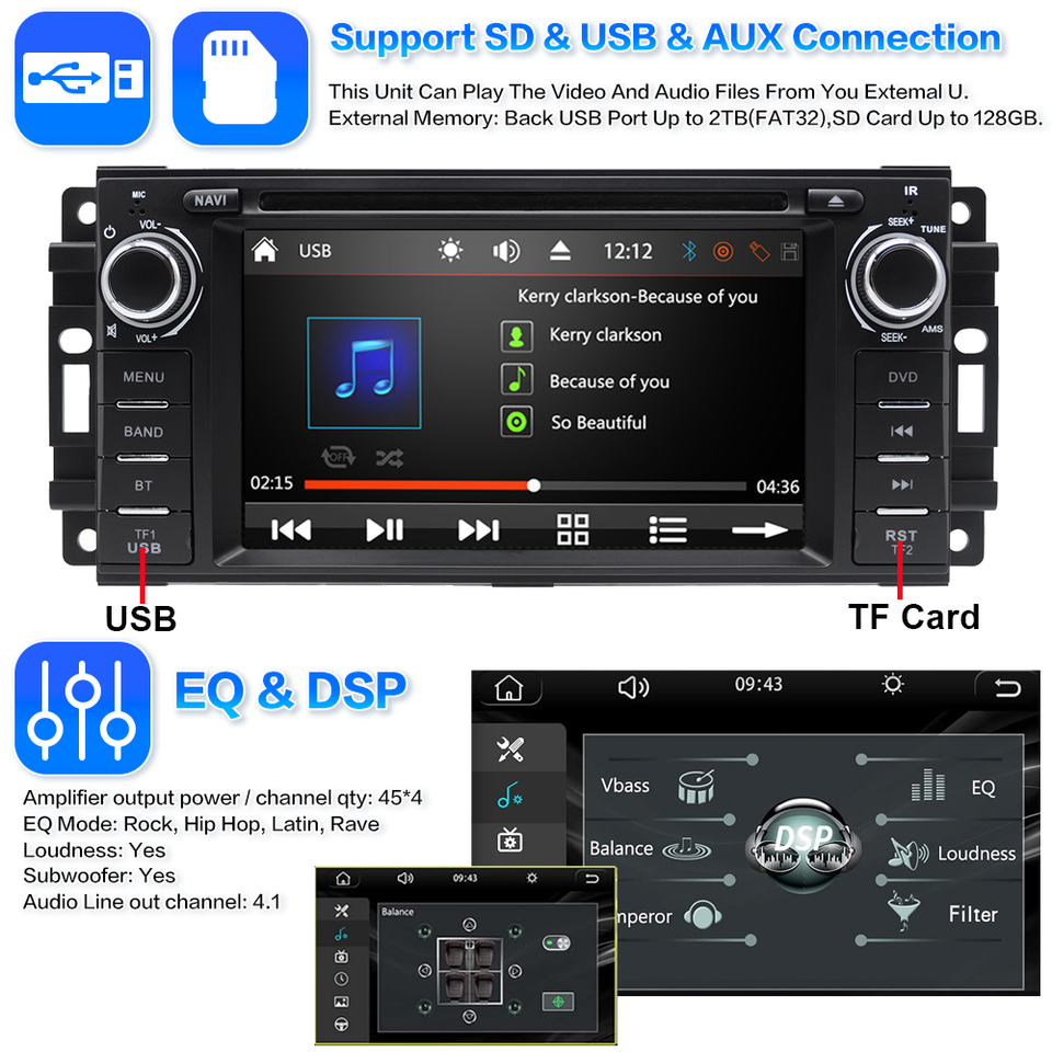 Plug Play Car Radio Stereo CD DVD Player CarPlay For Jeep Patriot Dodge ...