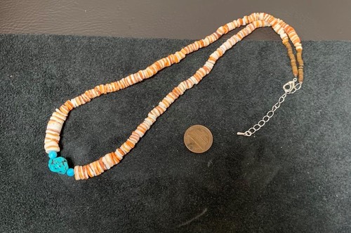 Southwest spiny oyster shell / turquoise/coral necklace/(b108e-w1) | eBay