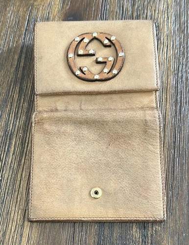 Gucci Tan Leather Wallet with Iconic Interlocking Studded GG Logo | eBay