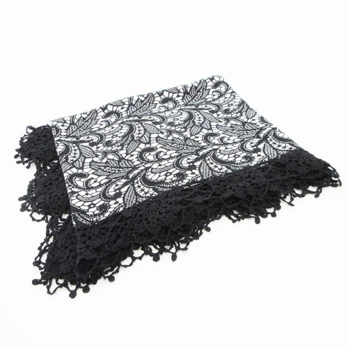Grace Continental Knit Shawl Large Stole Silk Blend Lace Pattern Black ...