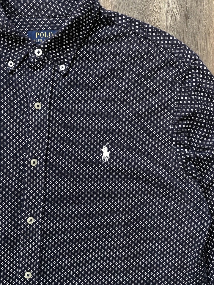 Polo Ralph Lauren Featherweight Mesh Navy Blue Men’s Shirt Size L | eBay