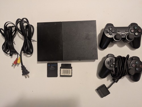 PlayStation 2 Slim SCPH-90001 w/ 2 Controllers, 8mb Memory Card, Cables ...