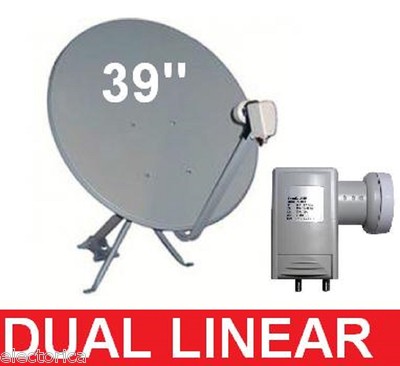 39" HIGH GAIN KU BAND SATELLITE FTA DISH + DUAL LINEAR FREE TO AIR LNB ...