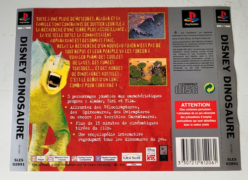 *Jaquette Arrière* - Disney Dinosaure - Sony PlayStation 1 PS1 - PAL | eBay