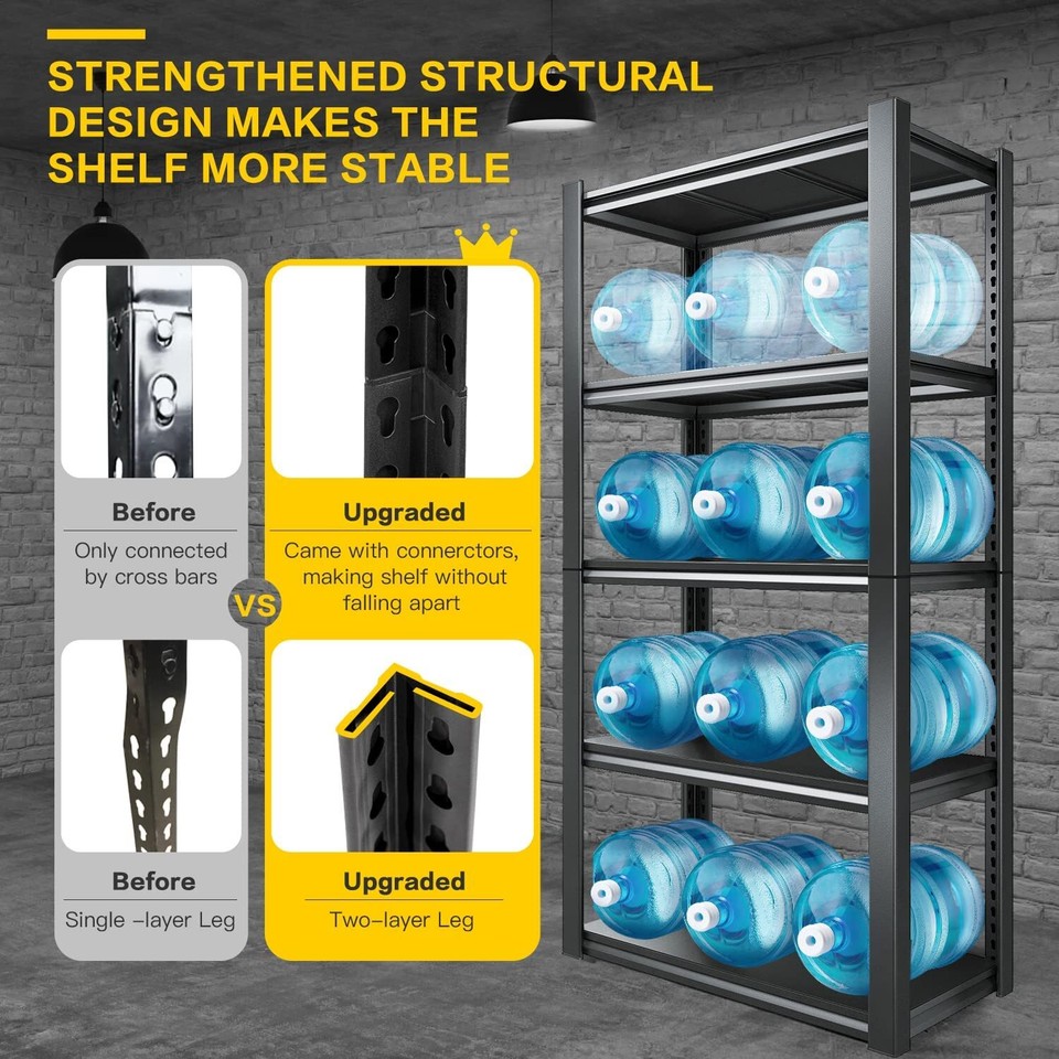 Heavy Duty Muscle Rack Garage Steel Storage 5 Shelf Adjustable Shelves ...