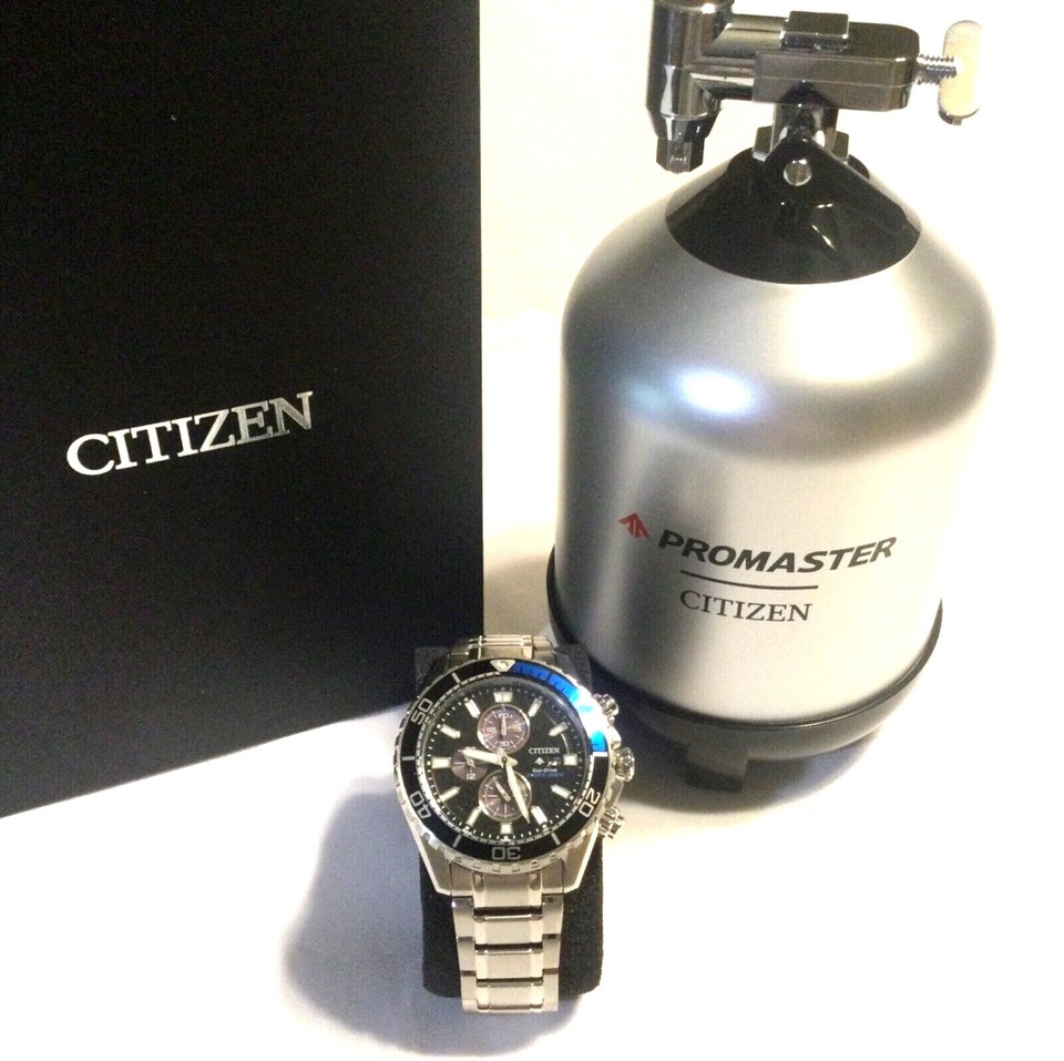 CITIZEN PROMASTER ECO-DRIVE DIVE WATCH Chrono Dial Stainless Band w ...