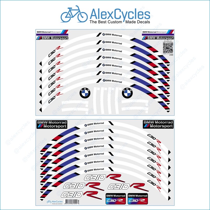 BMW Motorrad Stickers Motorsport G310R Laminated Wheel Rim Decals ...