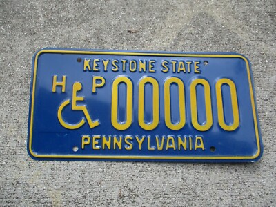 Pennsylvania wheelchair Sample license plate # 00000 | eBay