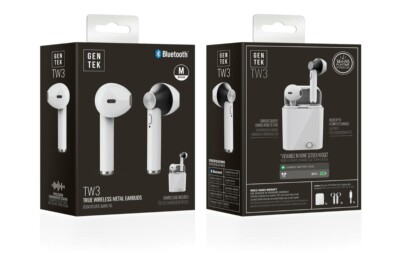 GT-14181 GenTek TW3 True Wireless Metal Earbuds - White-Black ...