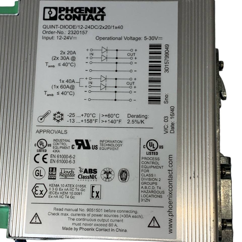 Módulo De Diodo Phoenix Contact QUINT-DIODE/12-24DC/2x20/1x40 2320157 ...
