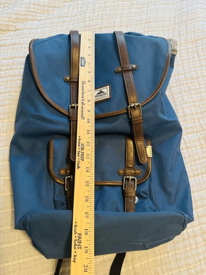 Steve Madden Barnett Avenue Blue With Leather Trim Backpack Bag ...