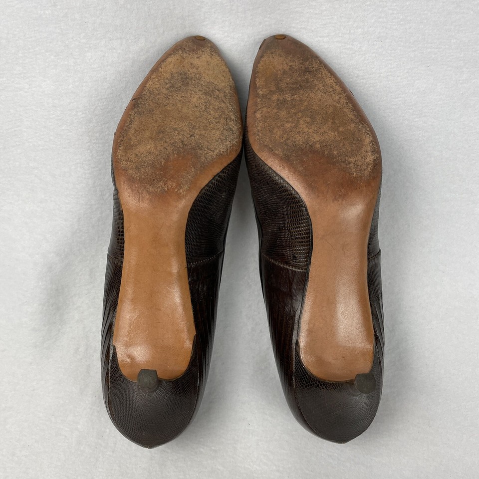 Vintage 1960s De Angelo Women's Heels Brown Genuine Lizard Shoes Size 9 ...