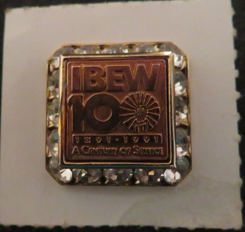 Vintage IBEW Rhinestone Lapel Pin 100 Years Anniversary Electrician ...
