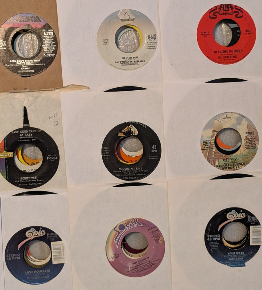 100 ct LOT #42 HIGH GRADE 45 RPM Vinyl Jukebox Records, 1950s-80s Rock ...