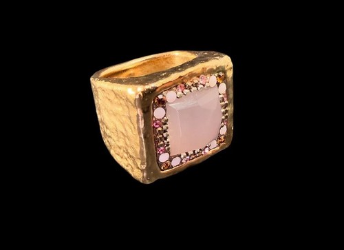 Orit Schatzman O.S 925 Sterling Silver Brushed Gold Rose Quartz Crystal ...