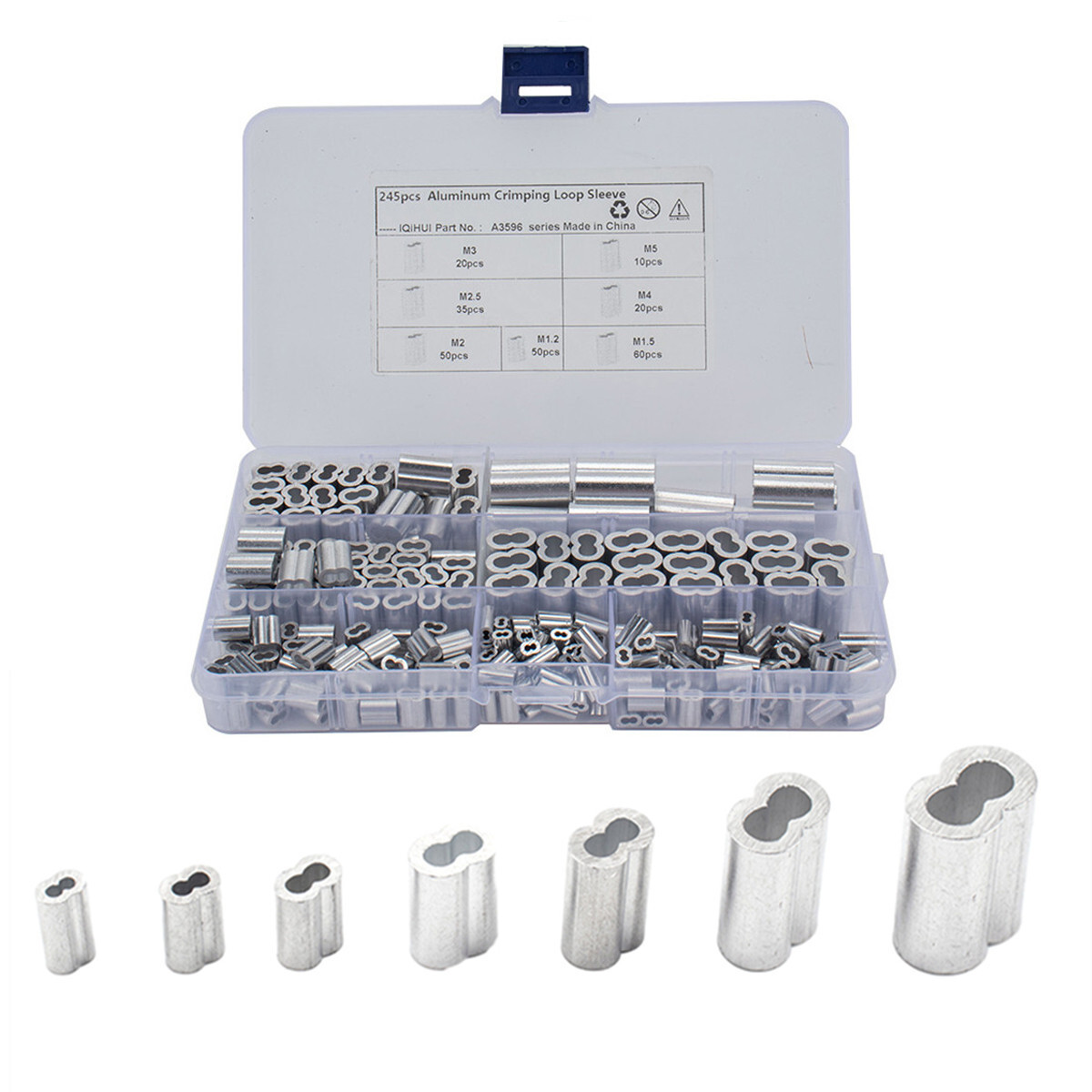 245Pcs Wire Rope Cable Thimbles Aluminum Crimping Loop Sleeve ...