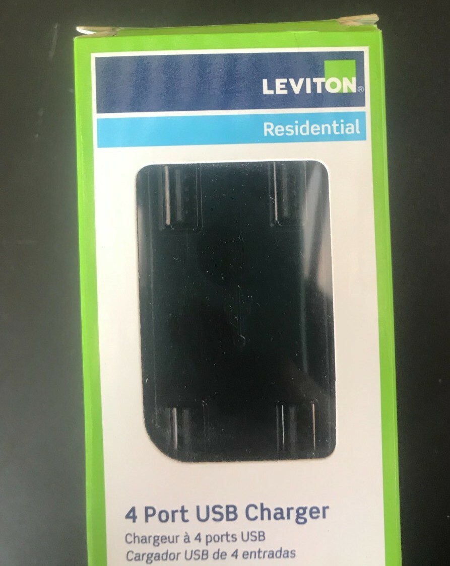 Leviton 4-Port USB Charger Outlet, Black (USB4P-E) NEW | eBay