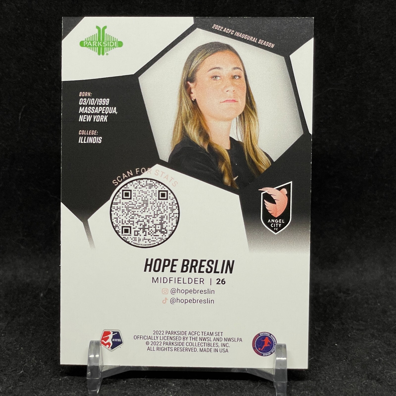 Hope Breslin 2022 1st ANGEL CITY Team Set Rookie Soccer Card Limited ...