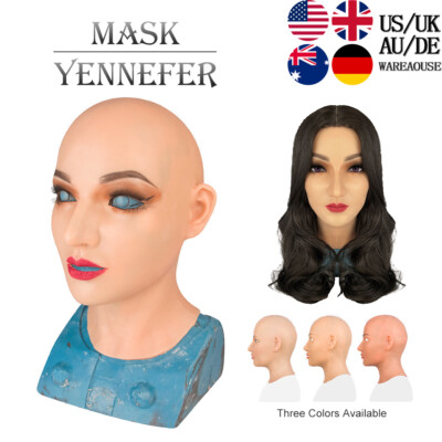 Realistic Silicone Female Head Mask Crossdresser Face Mask For women ...