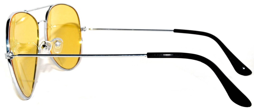 YELLOW COLORED LENSES AVIATOR STYLE WOMEN MEN SUNGLASSES SILVER METAL ...