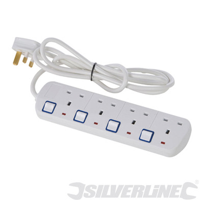 Switched Extension Lead 4 Gang plug Socket. - 341158 737029799676 | eBay UK