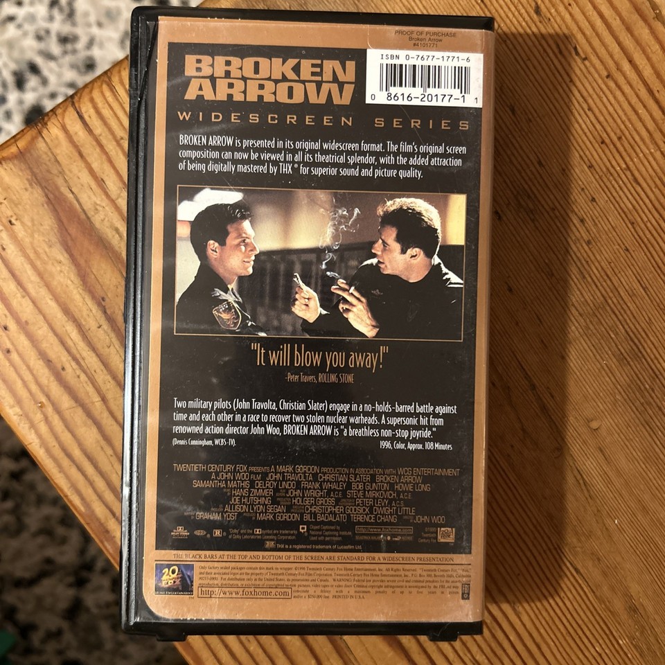 Used Broken Arrow John Travolta Slater Vhs Movie Video Film R Military ...