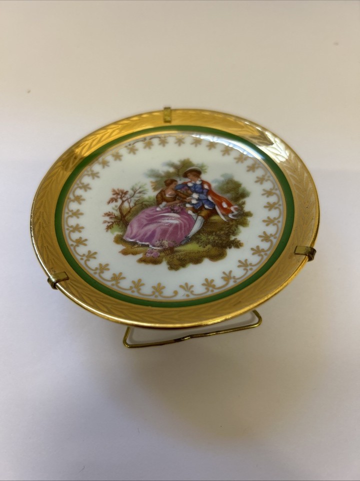 Vintage Limoges Porcelain Plaque/Plate With Wire Stand, France 8.3 Cm ...