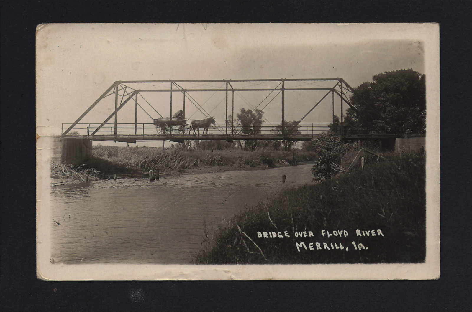 Merrill Iowa IA 1915 RPPC Floyd River Bridge, Horse Drawn TANK WAGON | eBay
